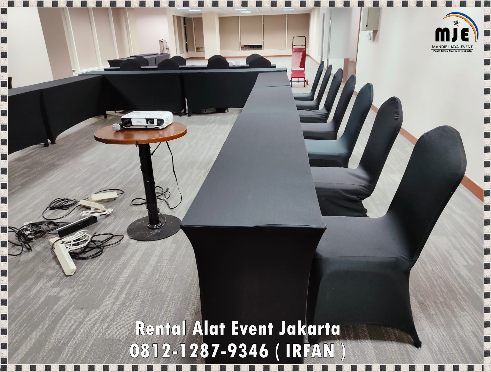Sewa Set Meja Kursi Meeting Jakarta Dengan Cover Ketat Hitam