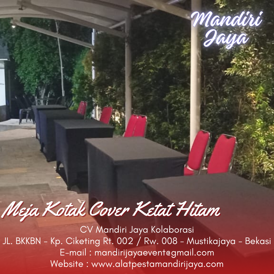 Sewa Meja Kotak Cover Ketat Hitam Cinere Depok