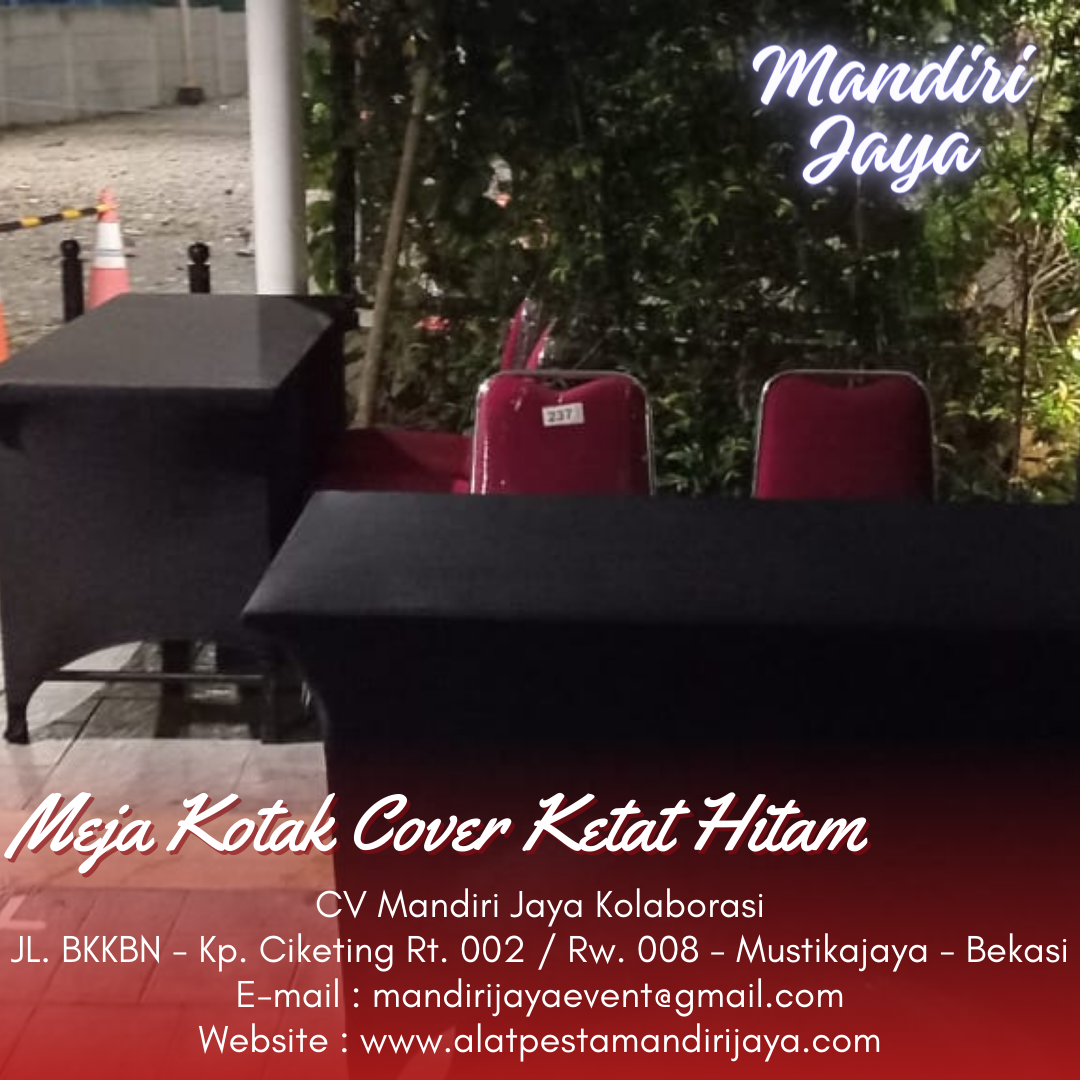 Sewa Meja Kotak Cover Ketat Hitam Cinere Depok