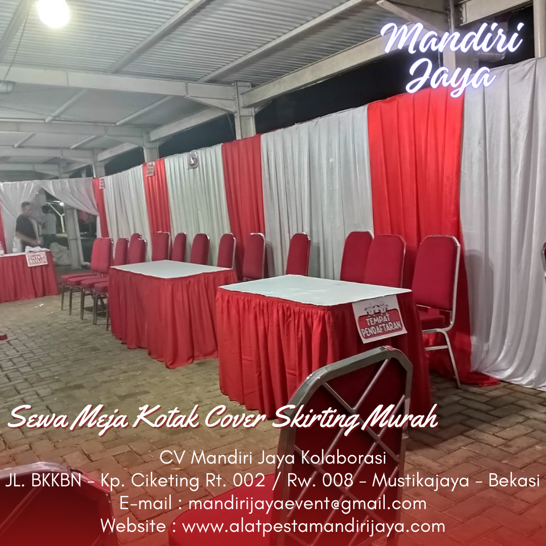 Sewa Meja Kotak Cover Skirting Murah Meriah Jakarta Barat