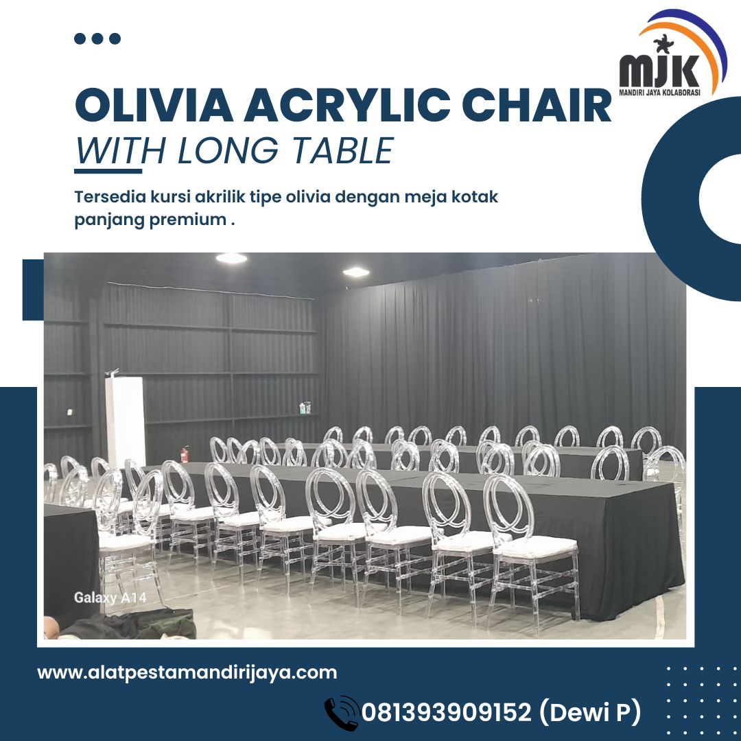 Sewa Kursi Olivia Acrylic Dan Long Table area Jakarta