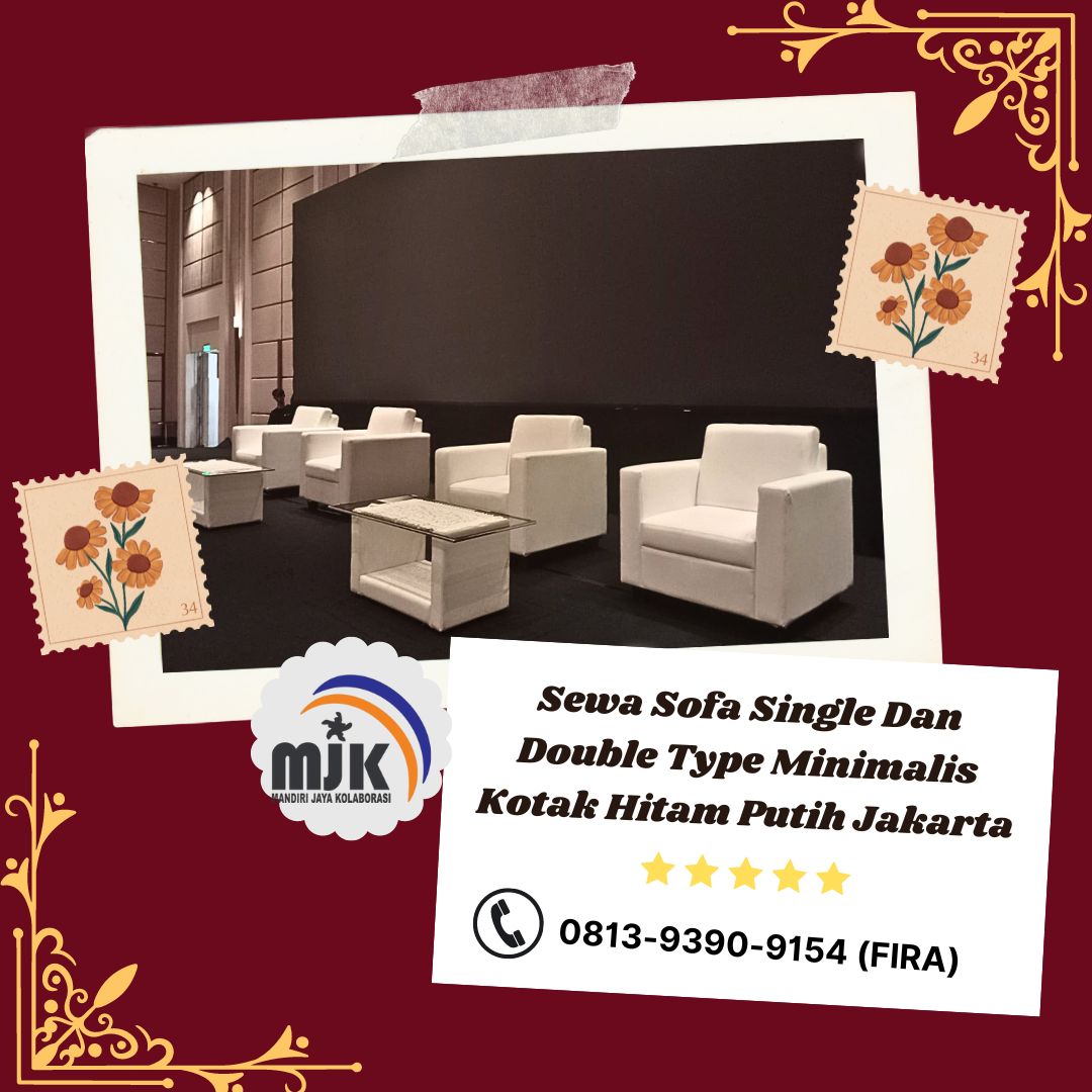 Sewa Sofa Single Dan Double Type Minimalis Kotak Hitam Putih Jakarta