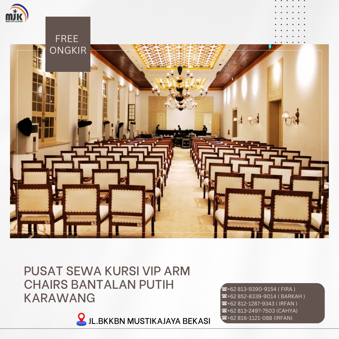 Pusat Sewa Kursi VIP Arm Chairs Bantalan Putih Karawang